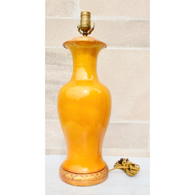 Antique Chinese Yellow Glaze Vase Lamp | Chairish
