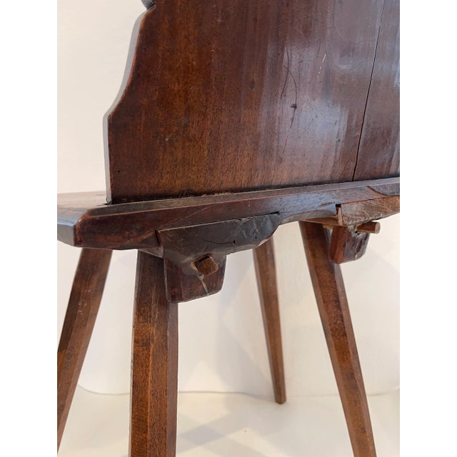 Swiss Alpine Folk Art Escabelle 18th Century Solid Walnut With Heart ...