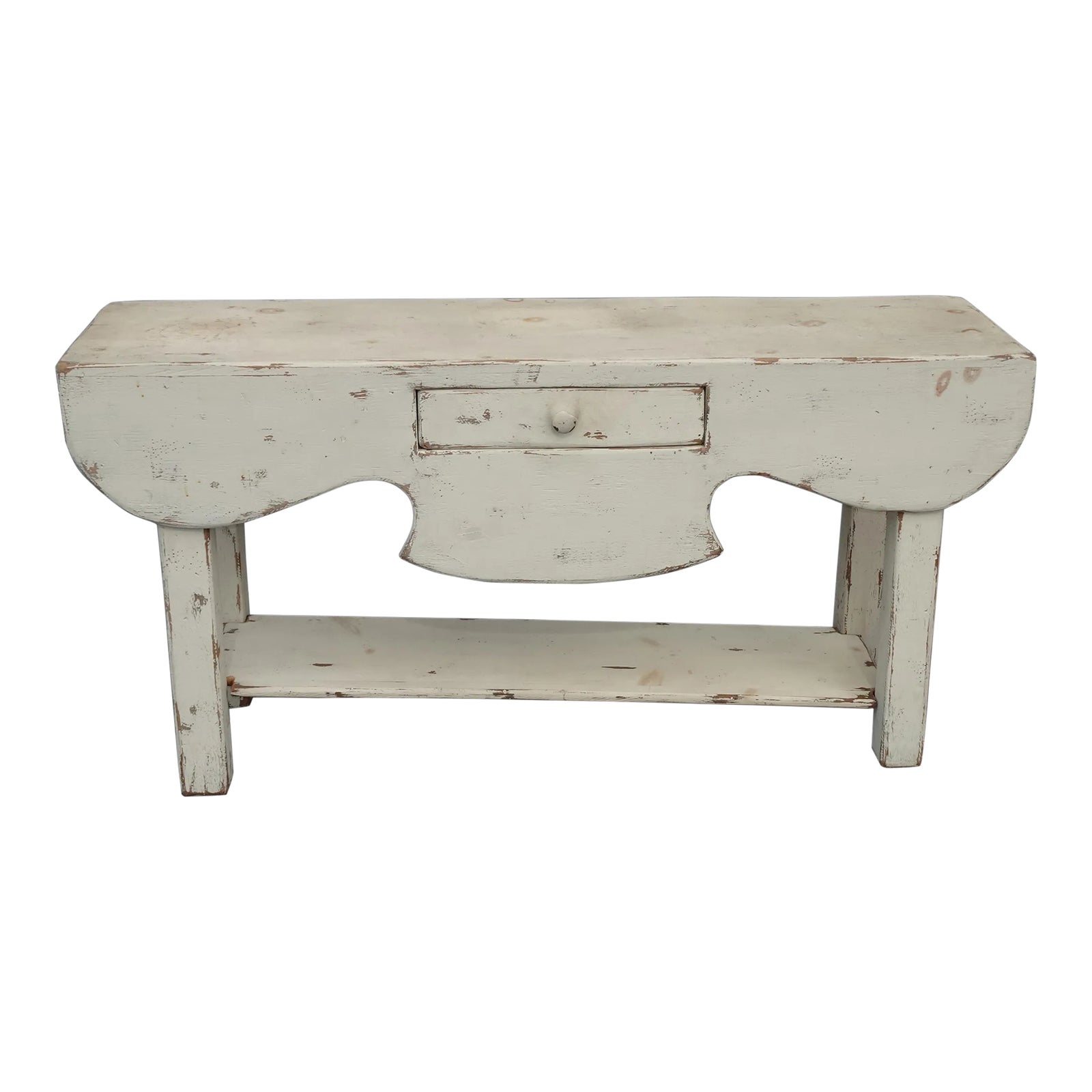 Vintage French Country Farmhouse Chic Off White Console Table W ...