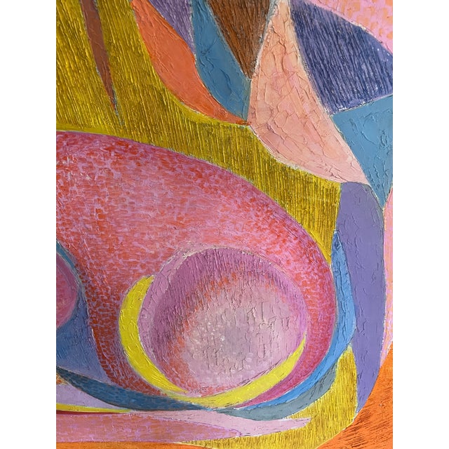 1975 "Le Chat" Abstract Oil Painting by Angel Ponce De Leon, Framed ...