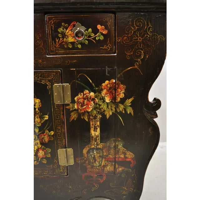 Korean Black Hand Painted Altar Style Sideboard Cabinet Console Table ...