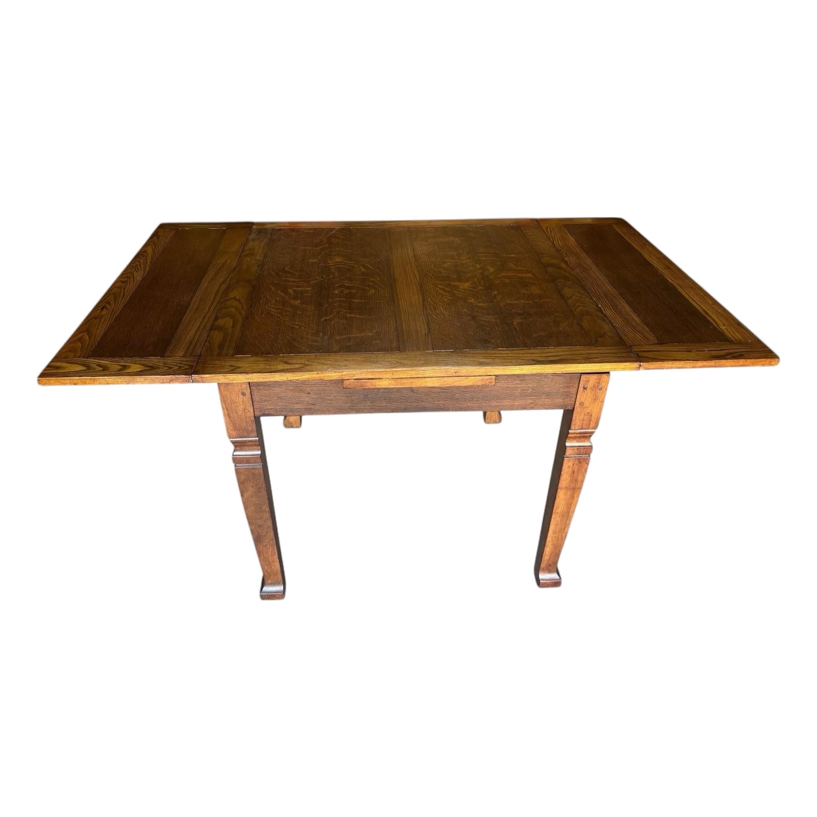 1930s Solid Oak Draw Leaf Table | Chairish