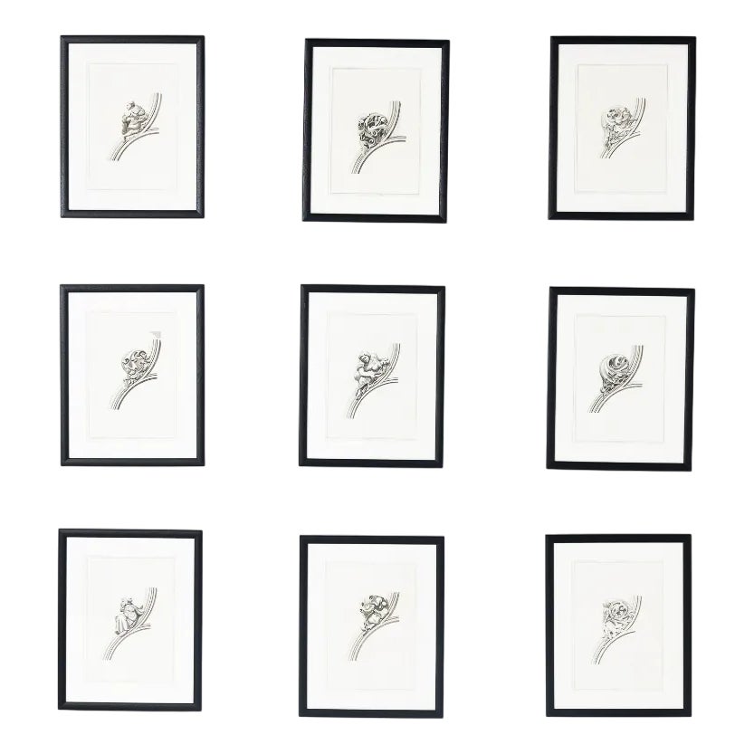 French Artist, Cathedral d'Auch, 1800s, Etchings, Set of 9 | Chairish