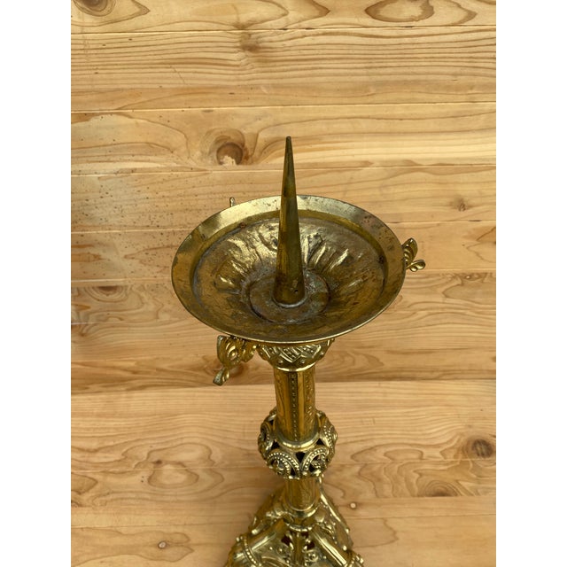 19th Century Antique French Neogothic Altar Torchère Candlestick Set ...