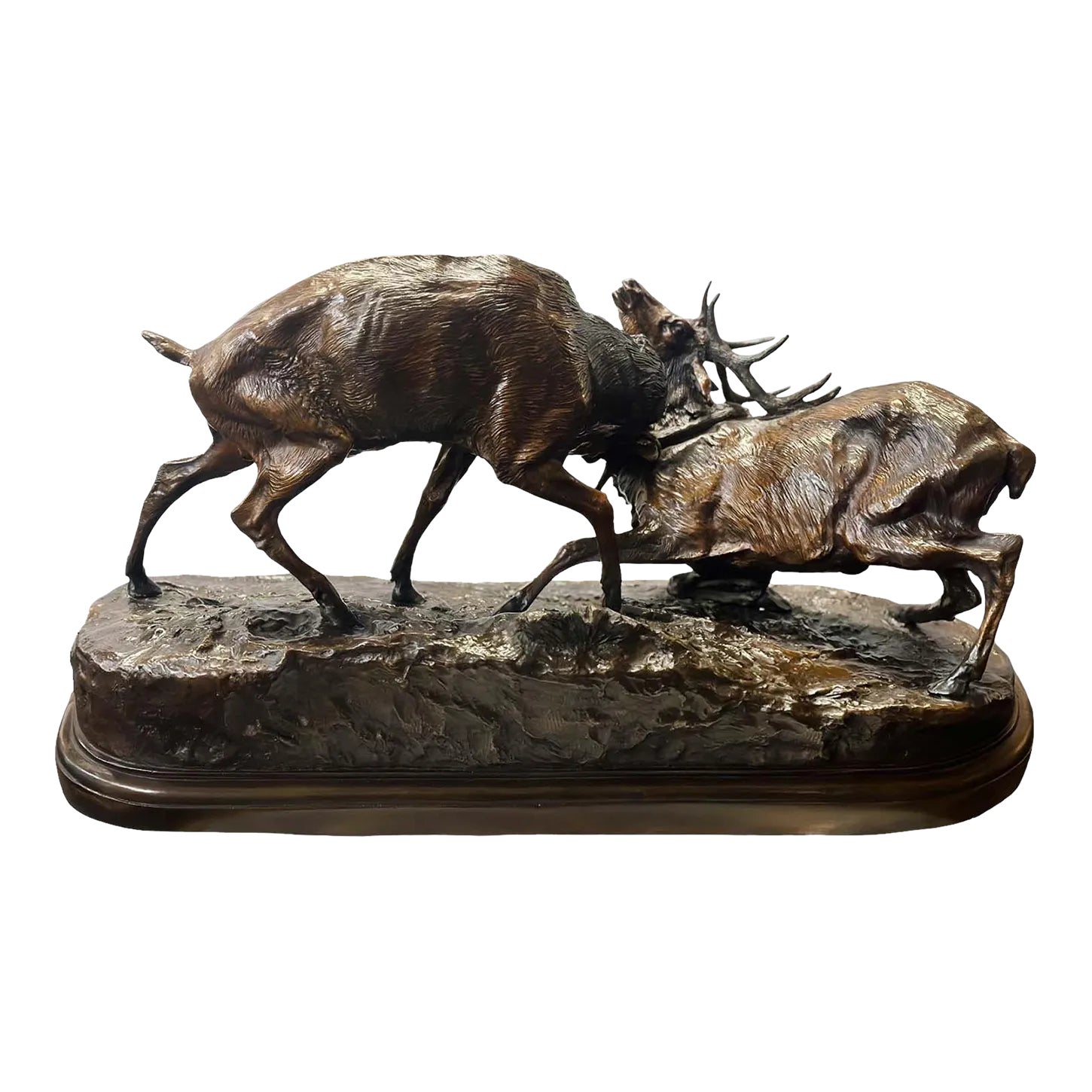 Late 19th Century Sculpture of Two Fighting Elks by p.j. Mêne | Chairish