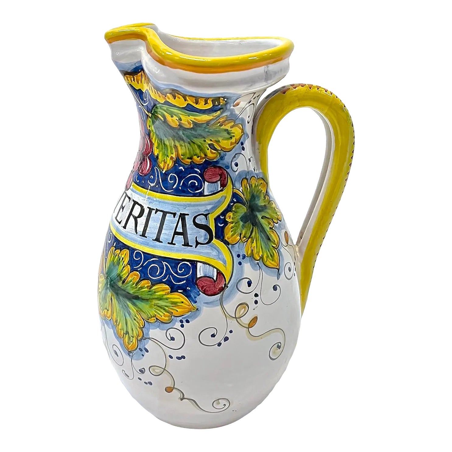 Vintage Italian Deruta Wine Pitcher | Chairish