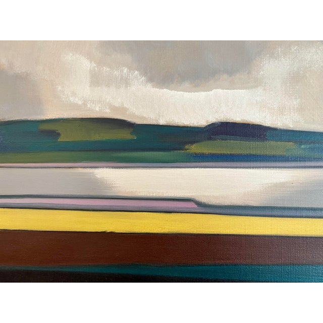 Mid 20th Century “Cloudy Reflection” Midcentury Modern Oil Painting by ...