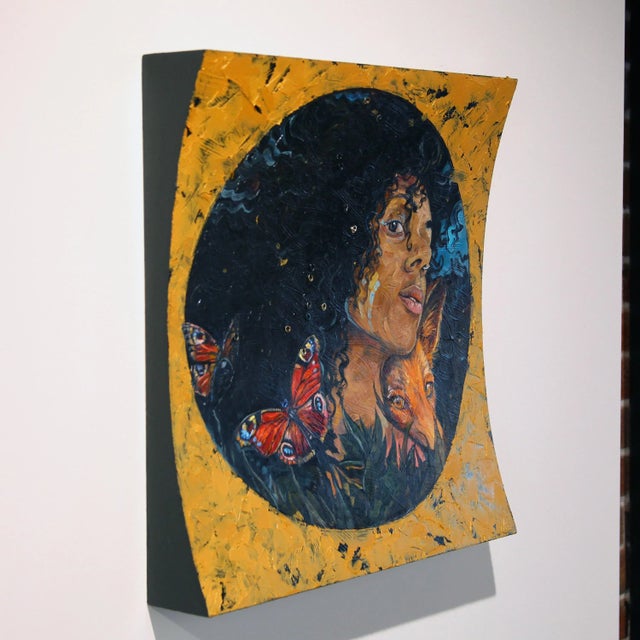 2022 Charlene Mosley Expressionist Portrait Painting, "Safe Places ...