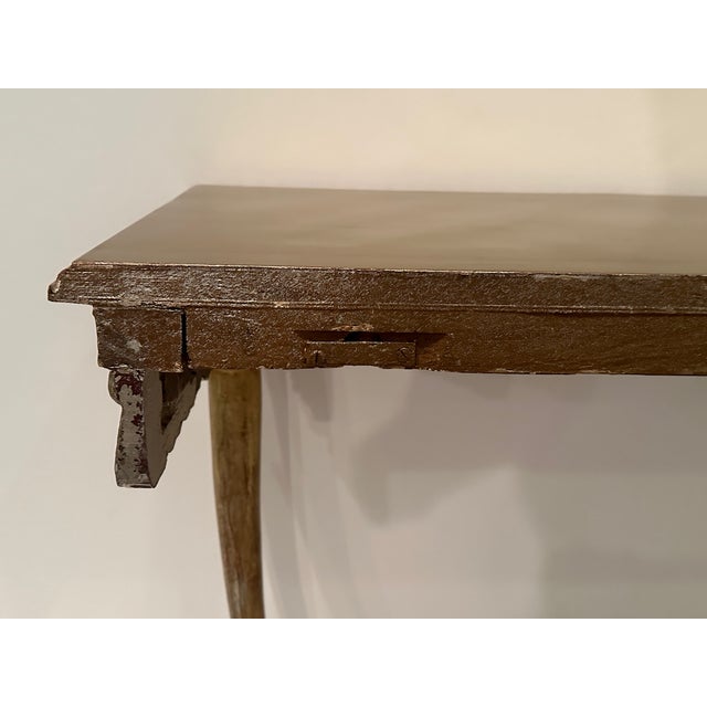 Carved Italian Gold & Silver Leaf Wall Mounted Console Table | Chairish