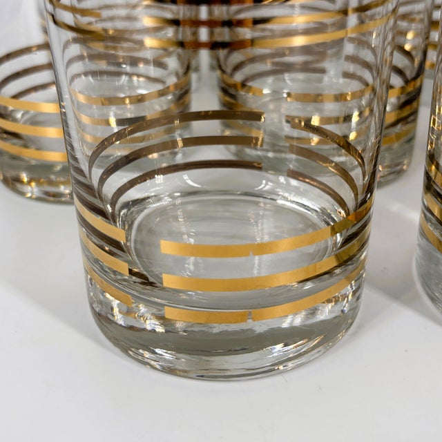Mid 20th Century Modern Gold Banded Lowball Glasses Set of 4 Mad Men ...