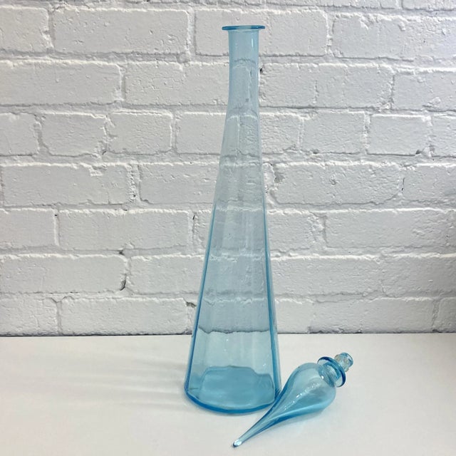 1960s Vintage Tall Light Blue Blenko Decanter Designer, Winslow ...
