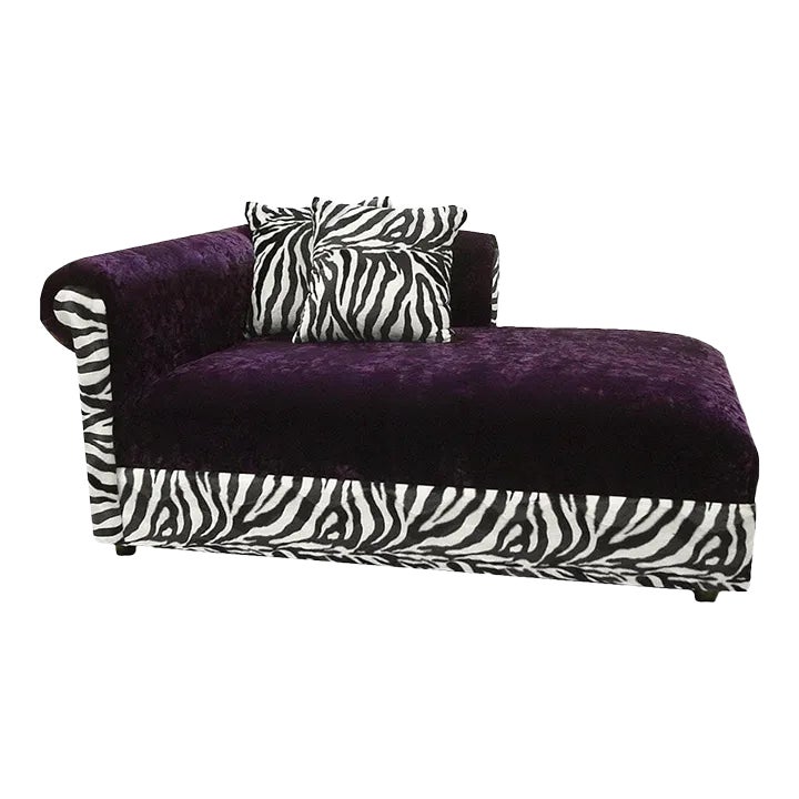 Wicked Elements Crush Grape Velvet & Zebra Print Two-Tone Chaise Lounge ...