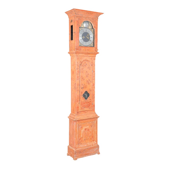 Early 19th Century Original Hand Painted Tall Swedish Grandfather Clock ...