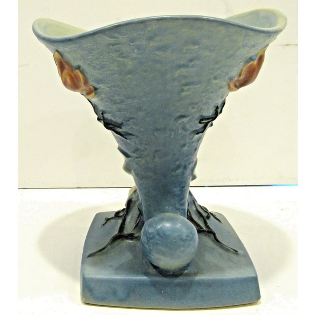 Vintage Roseville Pottery Magnolia #184-6 Blue Cornucopia Vases ...