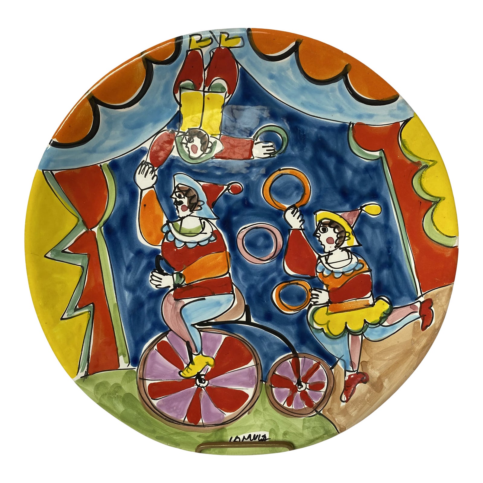1990s La Musa “Carnevale” Large Acrobat Series Platter for Saks Fifth ...