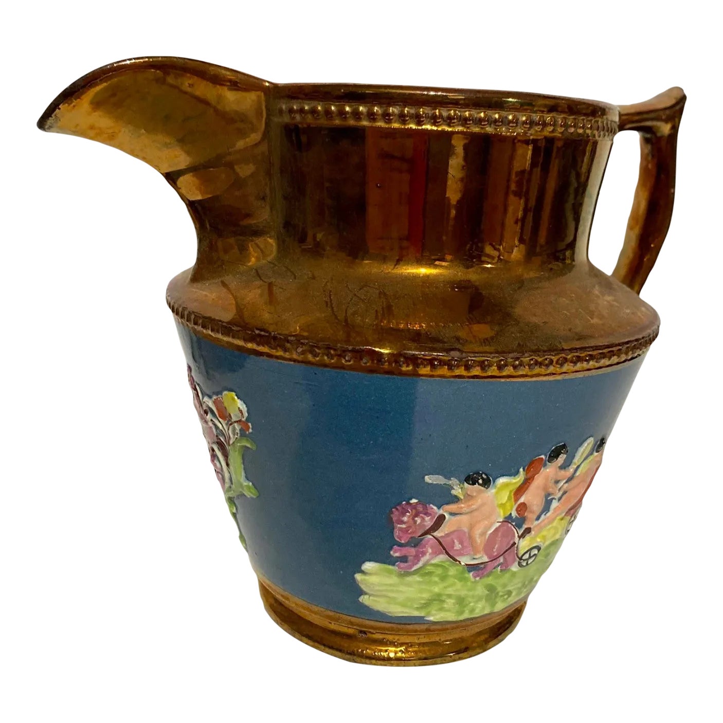 Antique English Staffordshire Luster Pitcher | Chairish