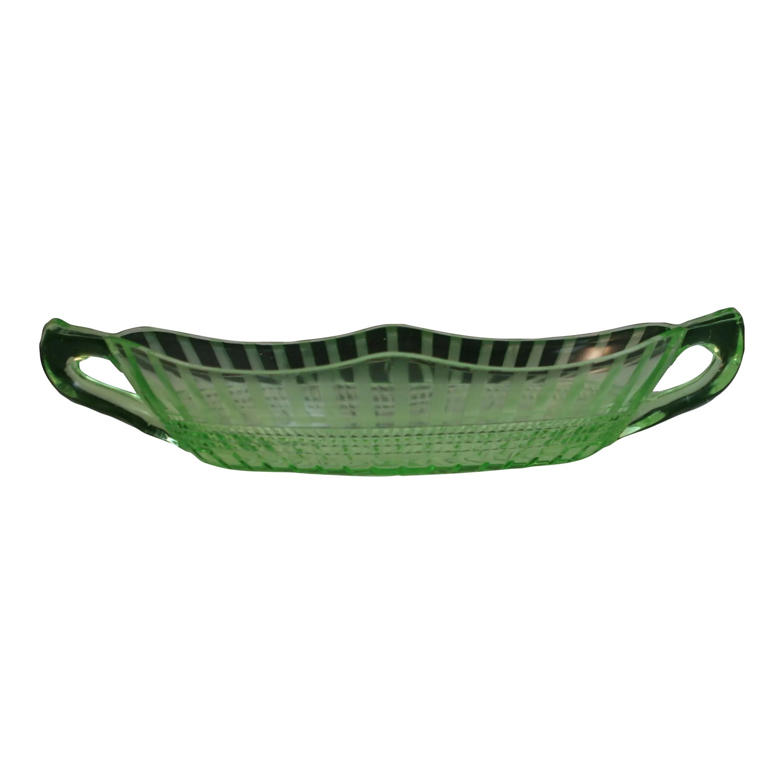 Early 20th Century Art Deco Green Uranium Depression Glass Oval 2 ...