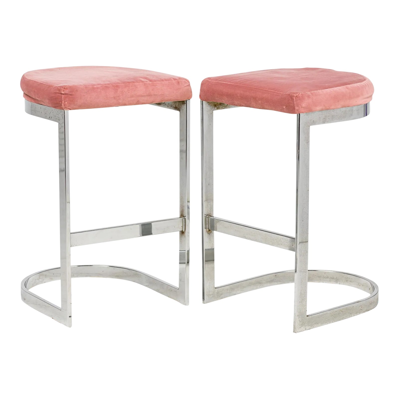 Dillingham Mid-Century American "Horseshoe" Cantilevered Rose Velour ...