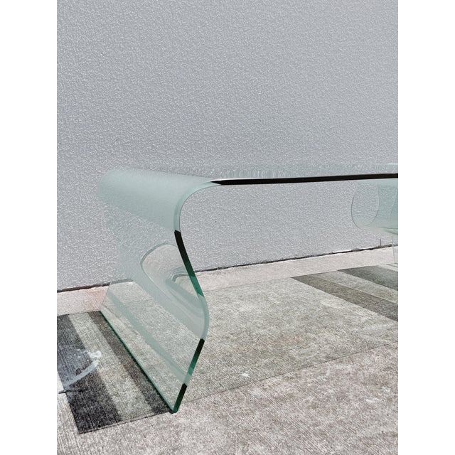 1980s Undulating Wavy Glass Coffee Table With Frosted Accents | Chairish