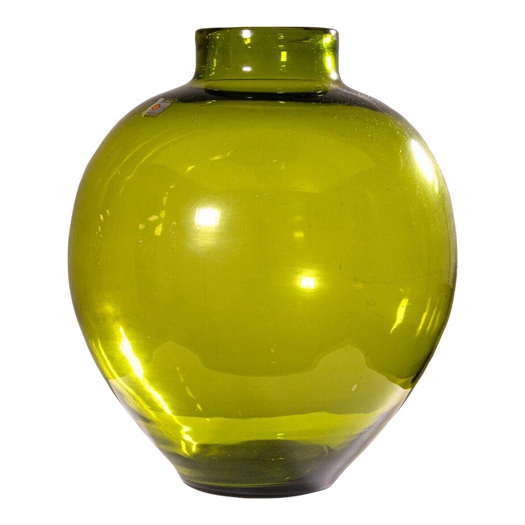 Late 20th Century Blenko Green Blown Glass Model 8821L Hand Signed ...