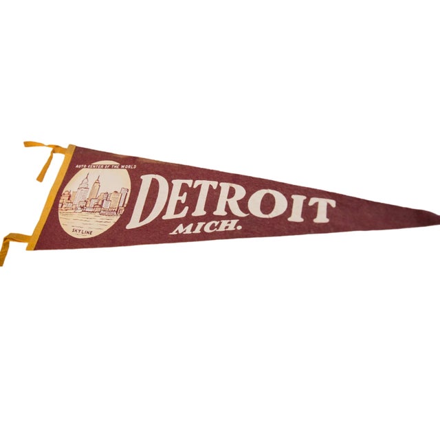 Detroit Michigan Felt Flag Pennant | Chairish