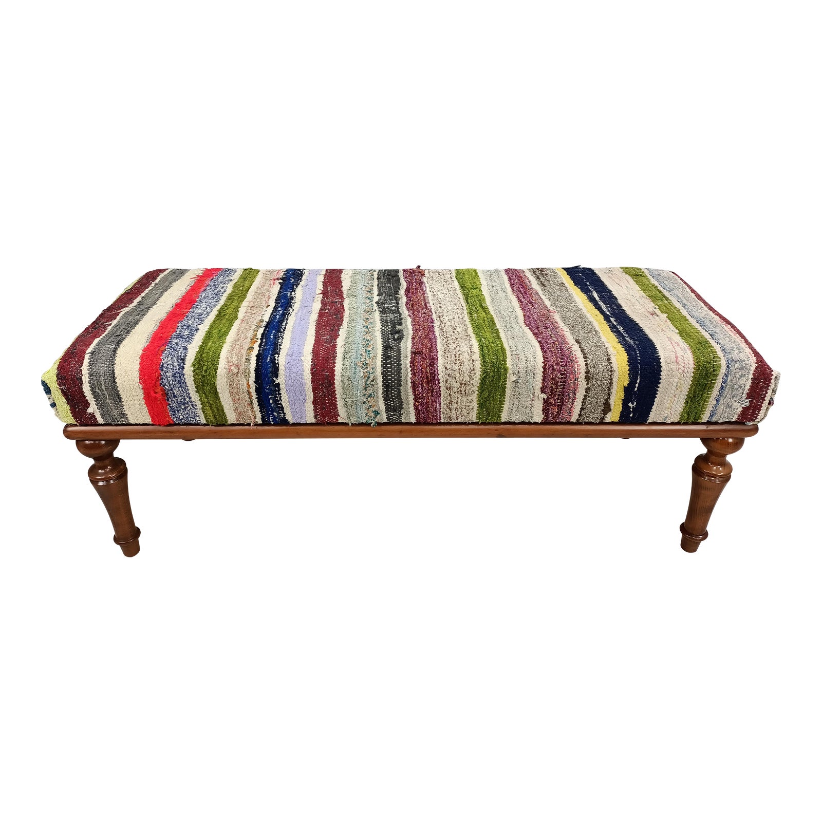 Colorful Kilim Upholstered Bench | Chairish