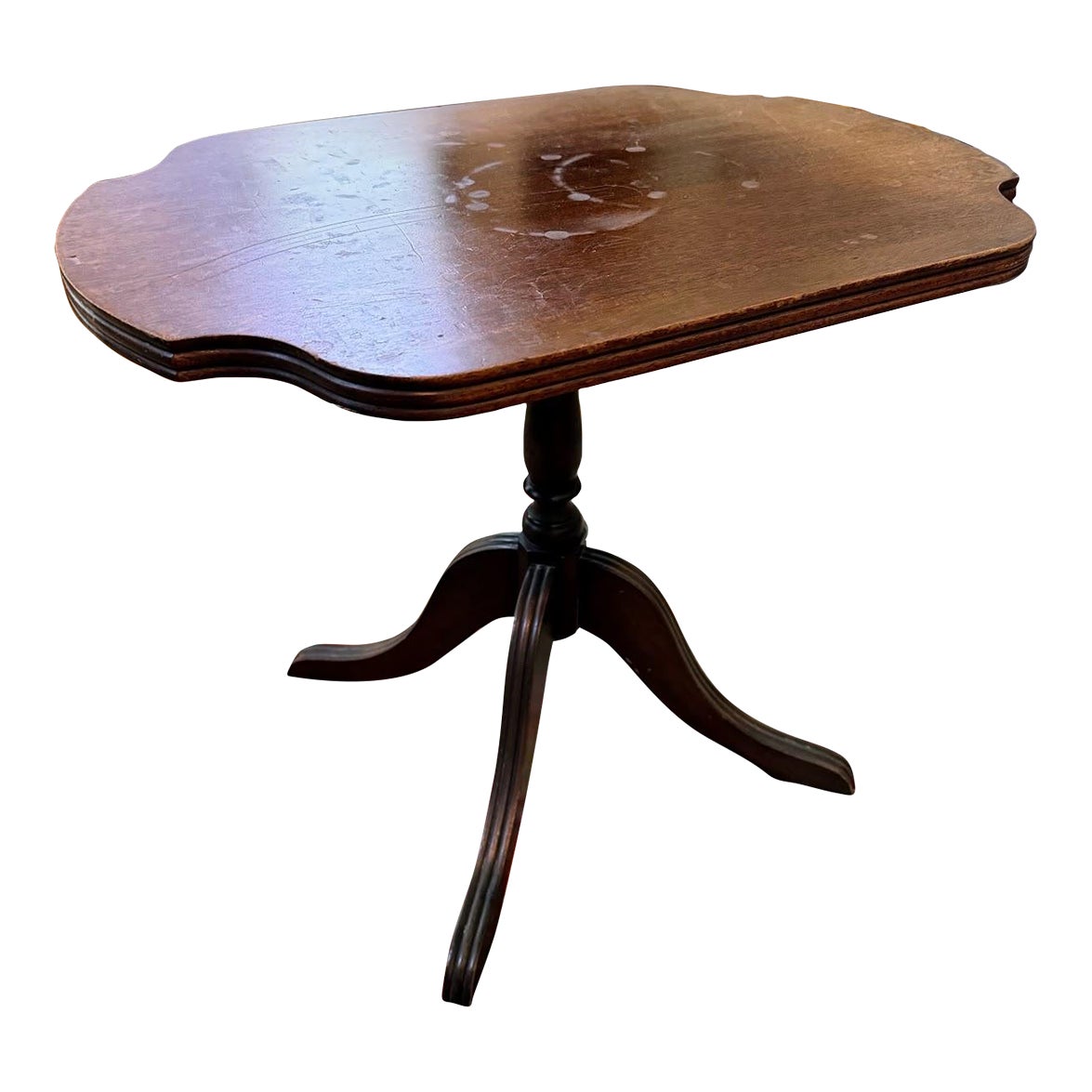1950s Antique Walnut Candlestick Side Table | Chairish
