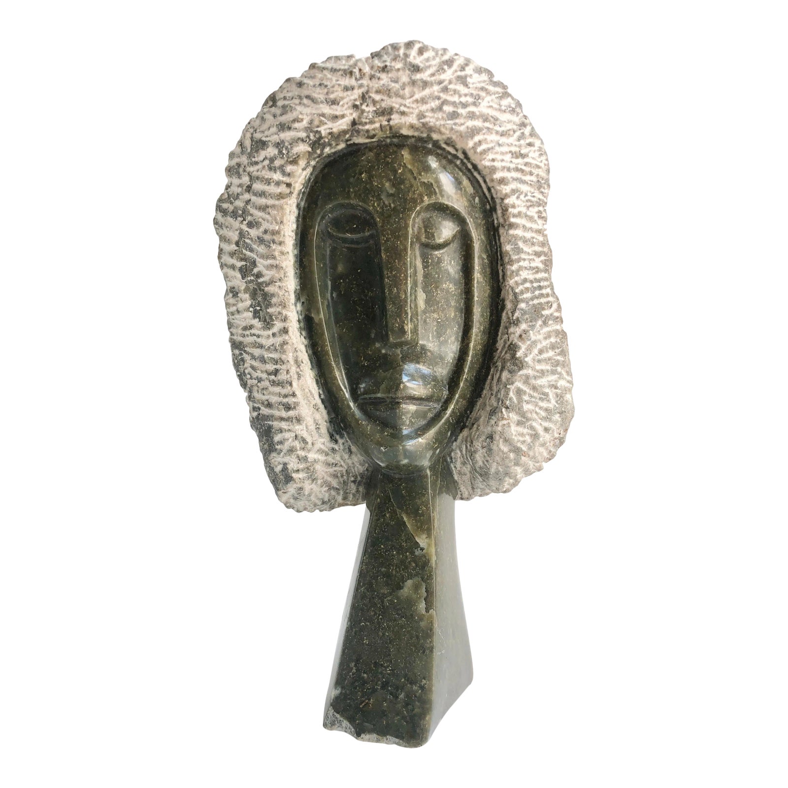 Mid-Century Modern Cubist-Style Stone Bust | Chairish