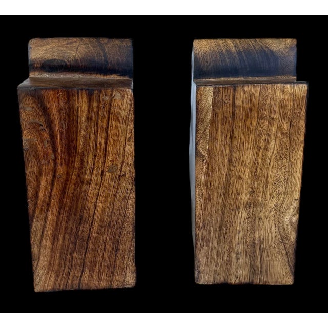 Wooden Pair Book Ends Music Notes Form Wood Carved Sculptural Vintage ...