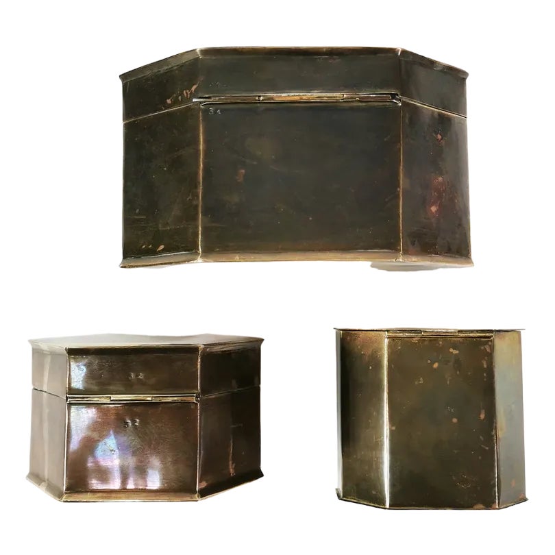 Art Deco Brass Boxes, Germany, 1960s, Set of 3 | Chairish
