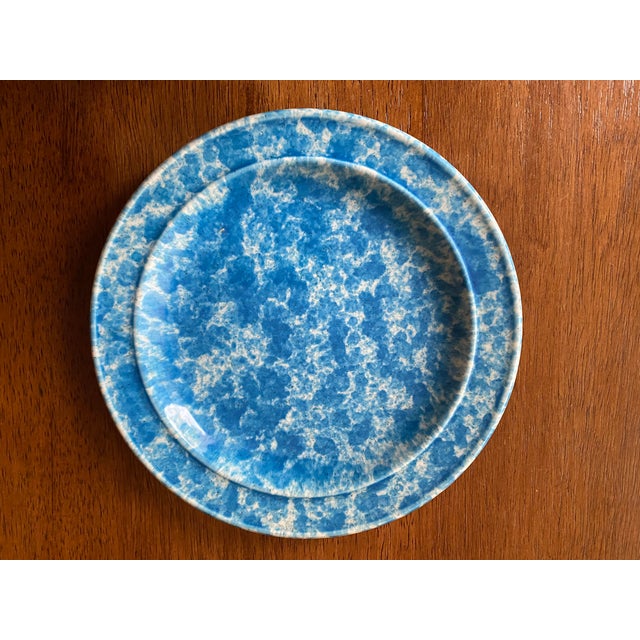 1970s Blue Splatterware Dessert/Salad Plates- Set of 6 | Chairish