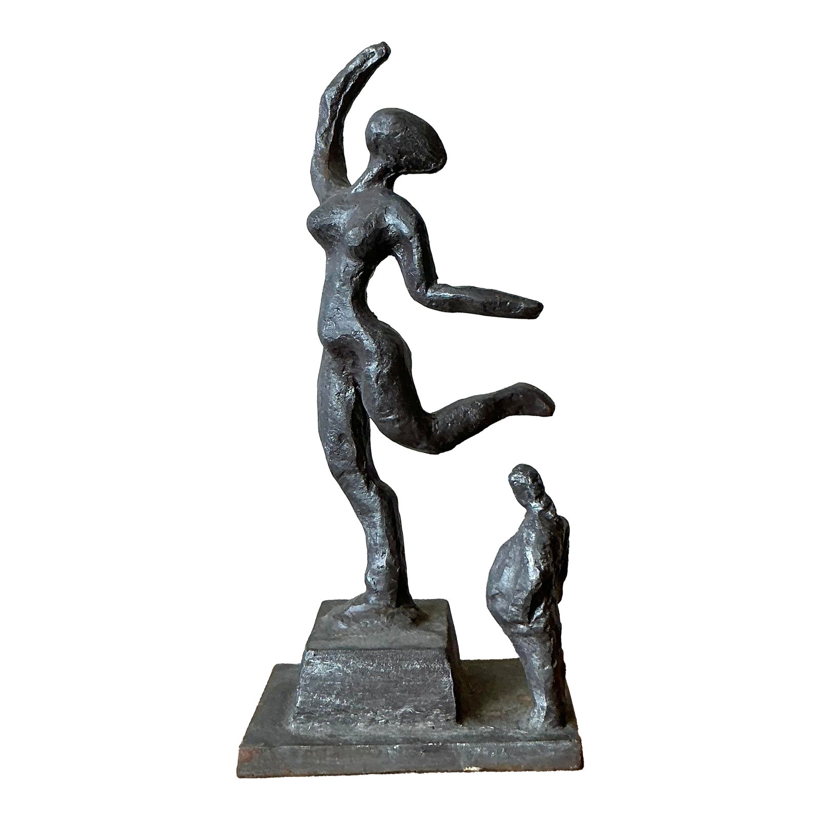 Vintage Boho Abstract Figurative Cast Metal Sculpture | Chairish