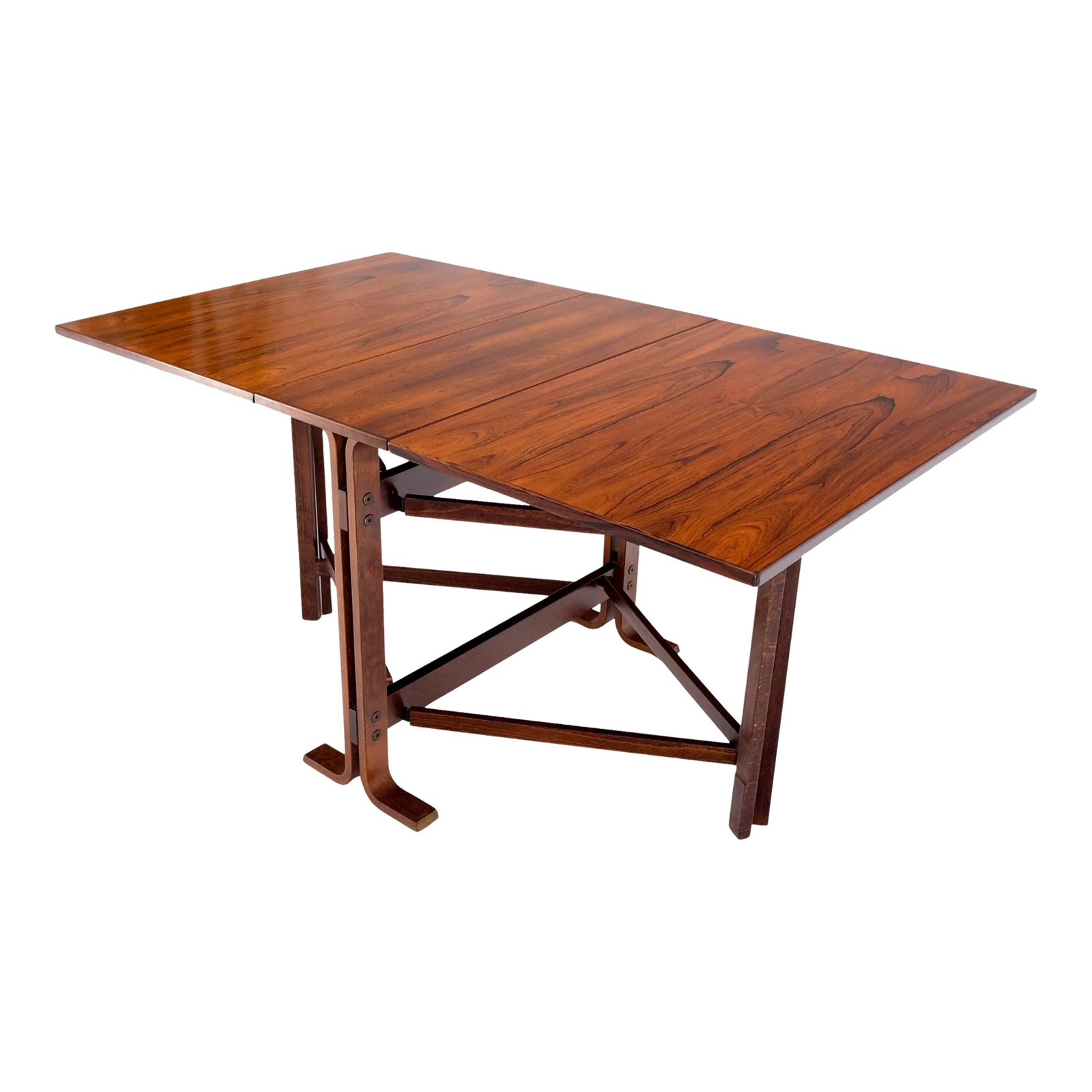 Made in Norway Danish Modern Bent Rosewood Plywood Legs Drop Leaf ...