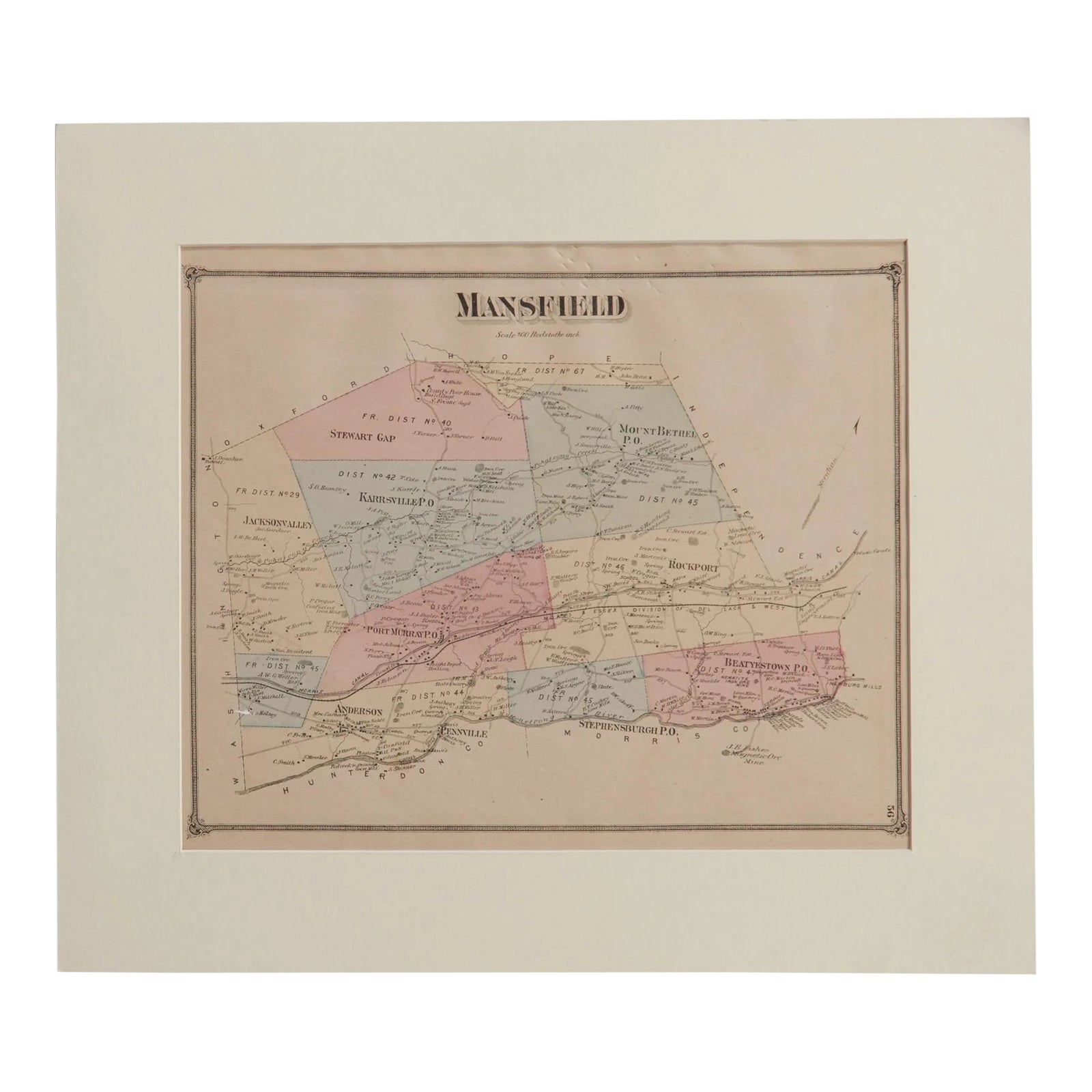 Antique Mansfield Nj Map | Chairish
