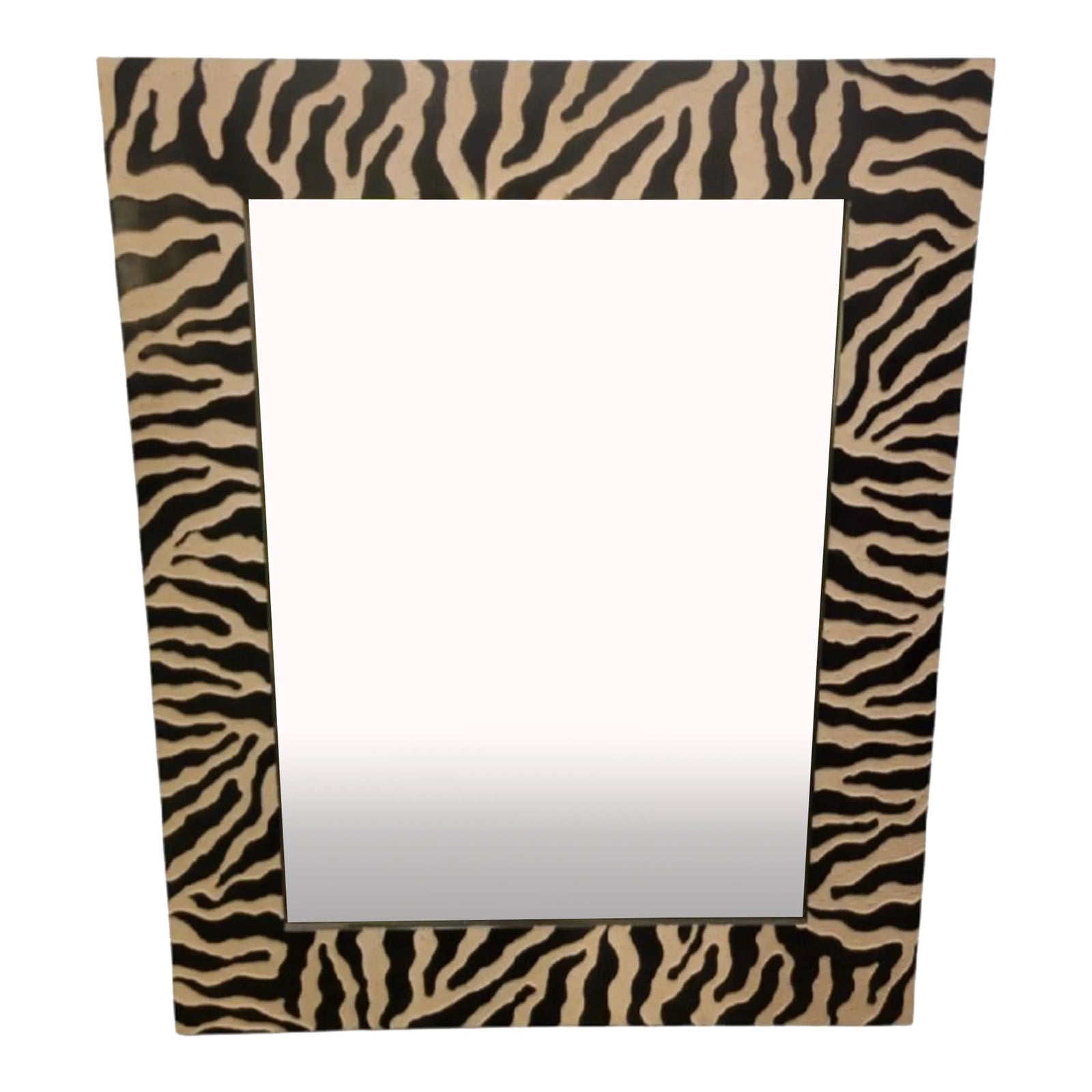 Massive Zebra Textured Framed Black Off White Rectangular Wall Mirror ...