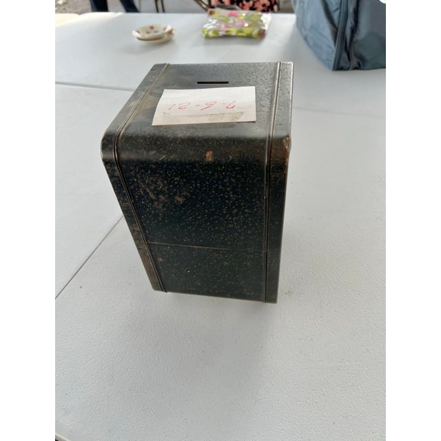 Mid 20th Century Vintage Metal Safe/Bank on Wheels | Chairish