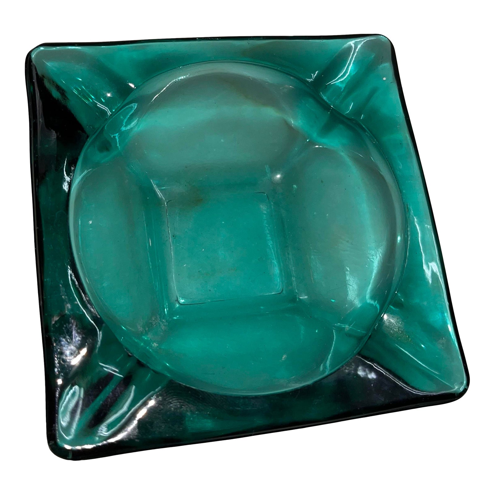 1960s Mid-Century Modern Turquoise Blue Small Square Ashtray Catchall ...