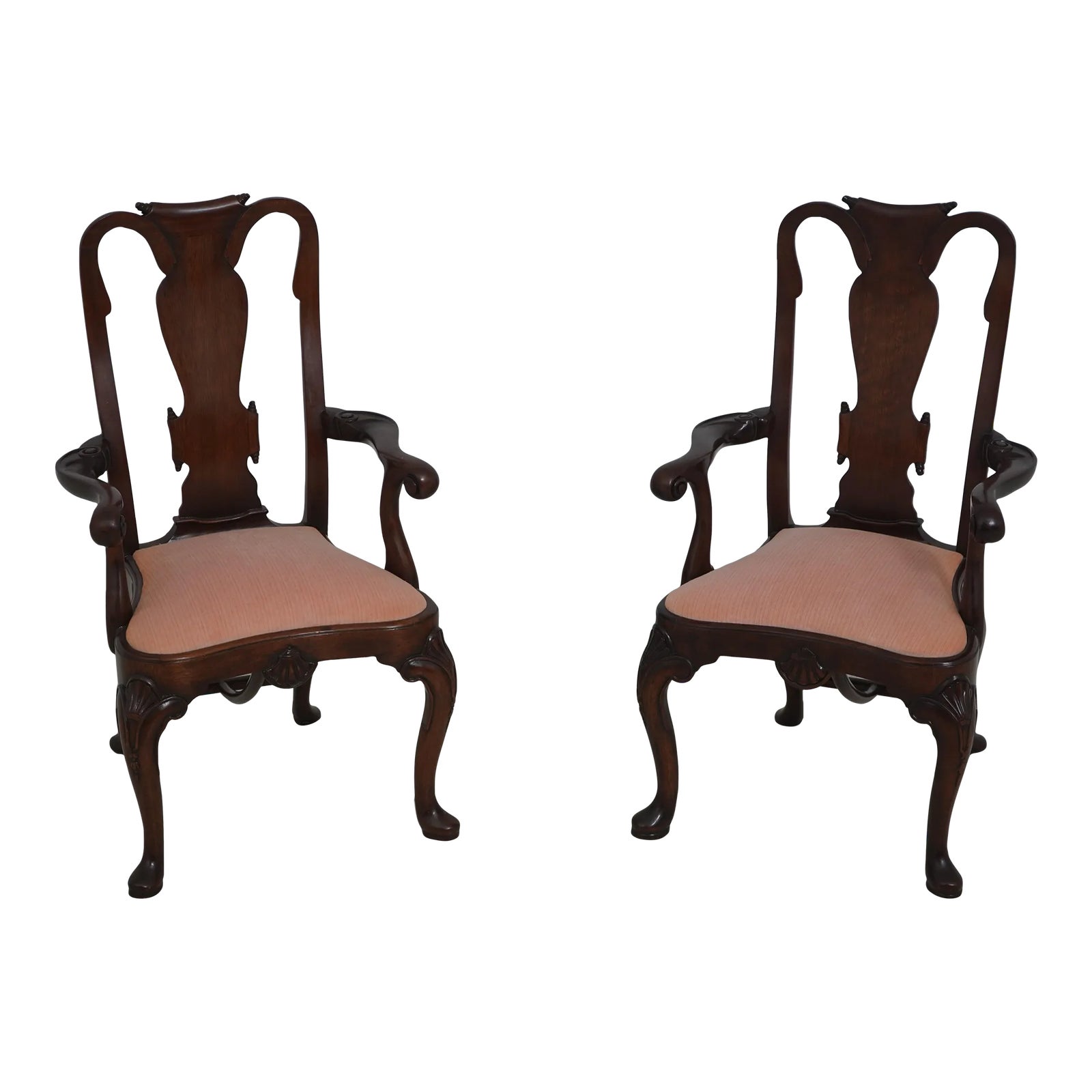 Pair Small Scale Mahogany Decorative Occasional Accent Chairs | Chairish