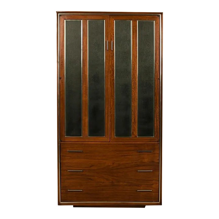 1970s Mid-Century Walnut Chrome Lane HighBoy Wardrobe Chest of Drawers ...