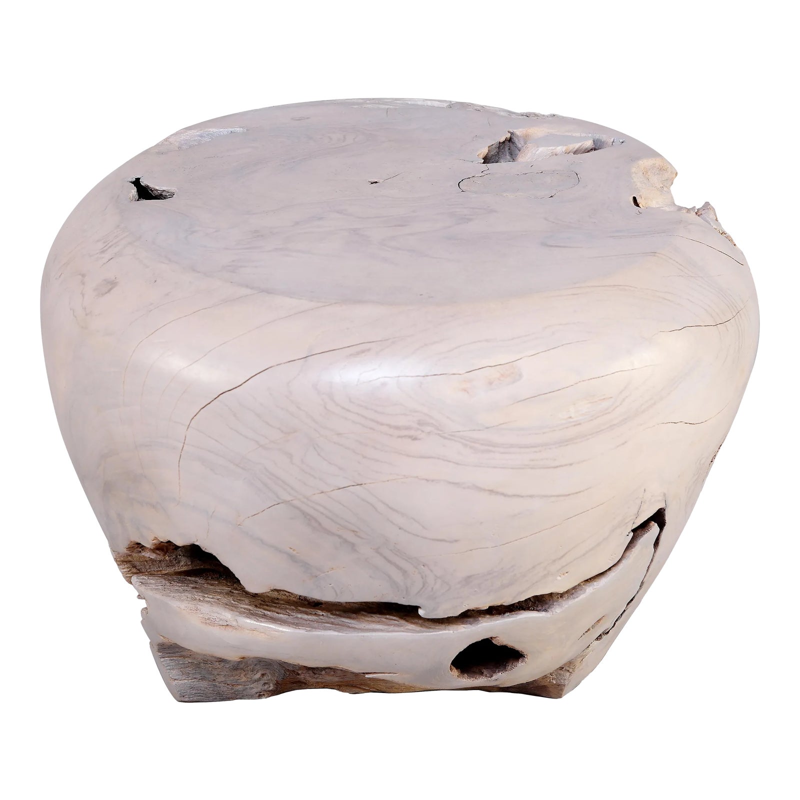 Bleached White Teak Root Accent or Side Table or Stool 23 | Chairish