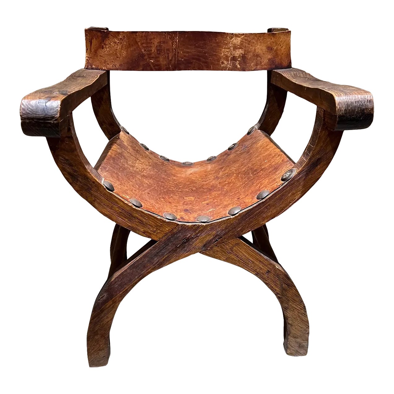 1940s Mexican Leather Colonial Wood Chair Miguelito Butaque | Chairish