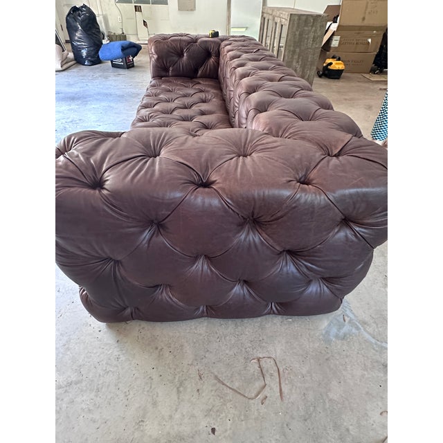 10 Foot Leather Chesterfield Soho Sofa | Chairish