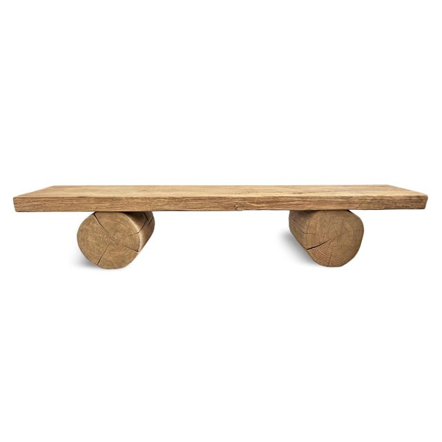 Elm Log Leg Coffee Table / Bench | Chairish