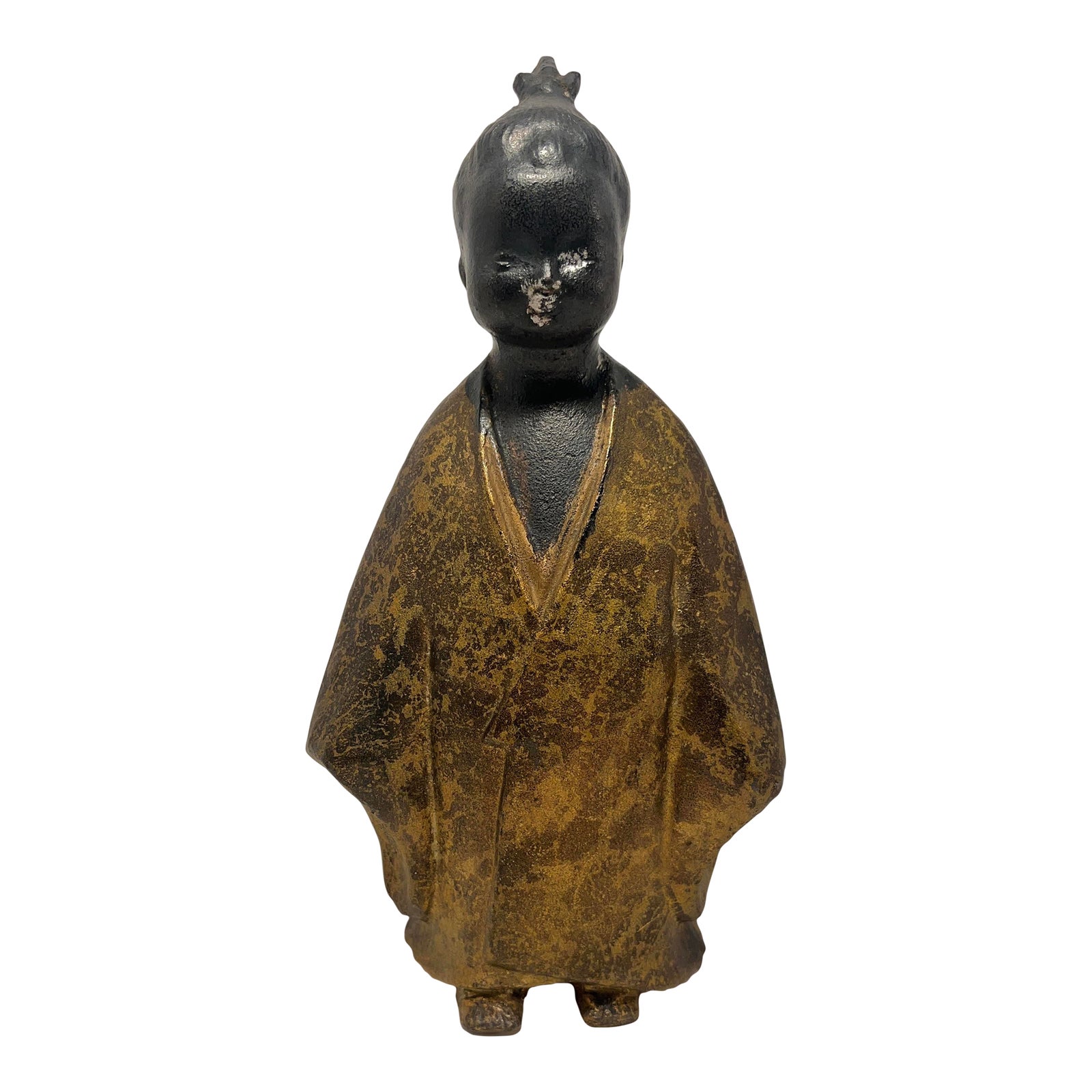 1960's Japanese Okimono Selflessness Child Cast Iron Gilded Figurine ...