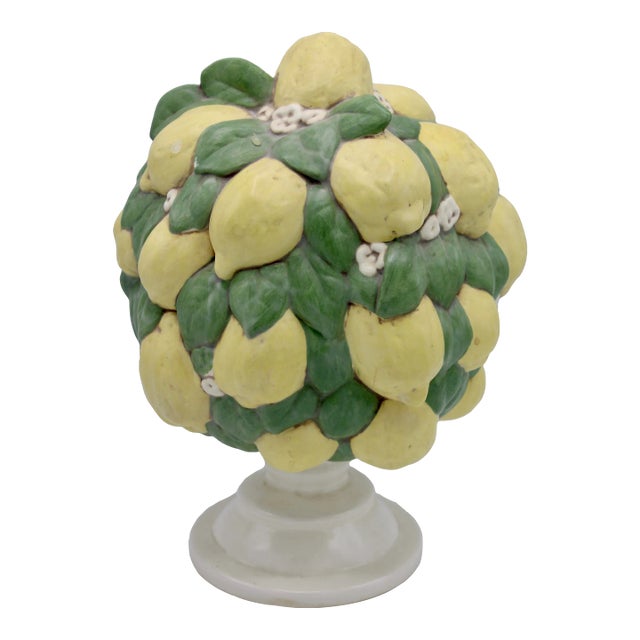Vintage Italian Ceramic Lemon Tree With Flowers | Chairish