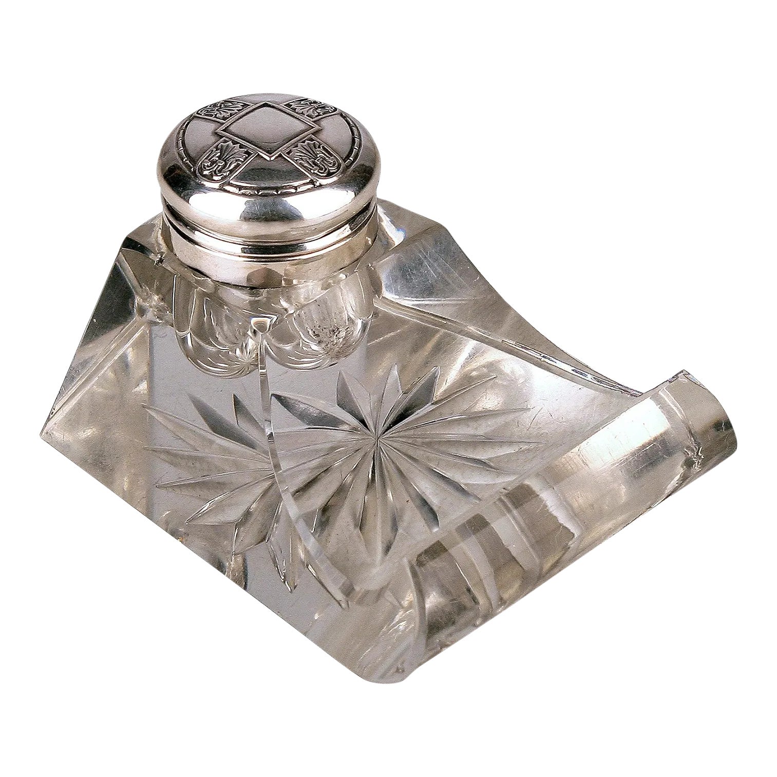 Late 19th Century Jugendstil German Cut Glass Crystal Inkwell With ...