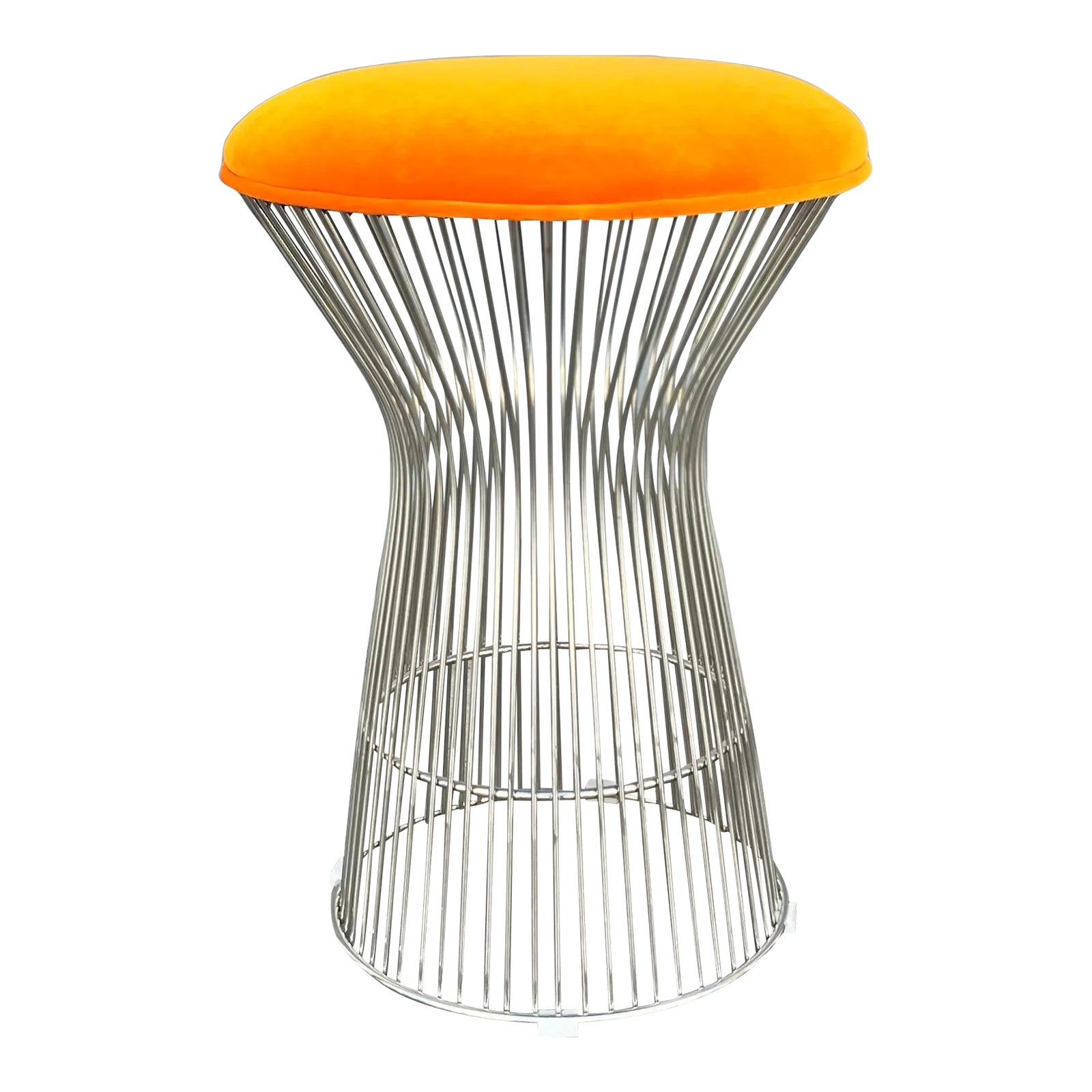 Vintage Wireframe + Velour Bar Stool | in the Style of Warren Platner ...