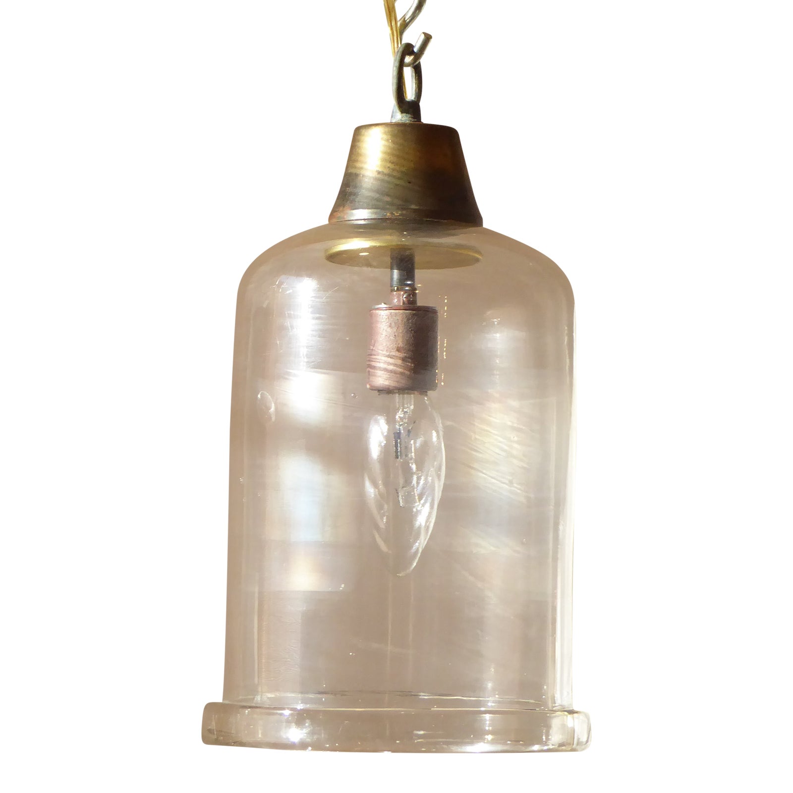 Antique French Glass Bell Cloche Light | Chairish