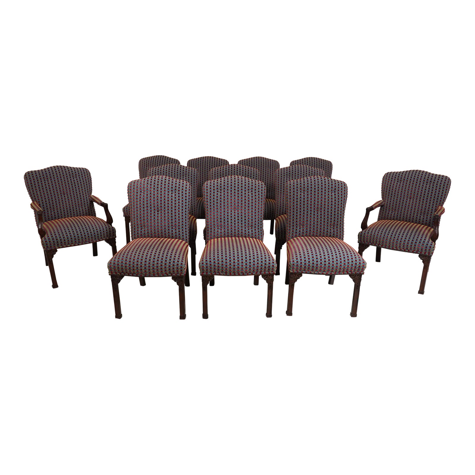 Set of 12 Edward Ferrell Upholstered Dining Room Chairs | Chairish