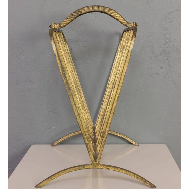 Spanish 1940s Gilt Metal Magazine Rack | Chairish